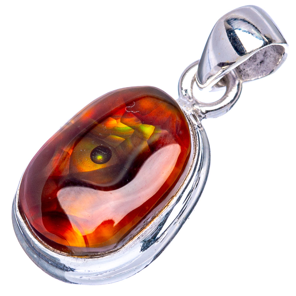 Rare Mexican Fire Agate Pendant 1 1/8" (925 Sterling Silver) P41698 ...