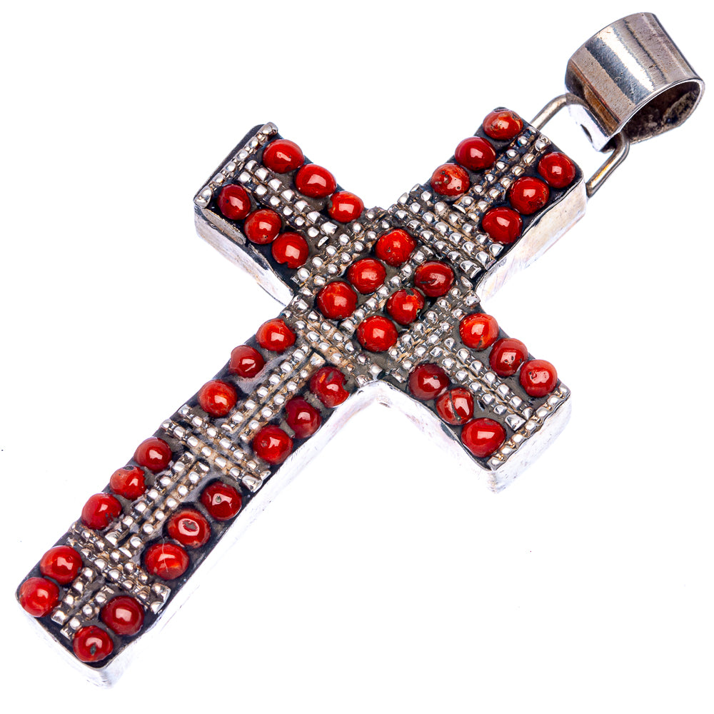 Vintage Large Red Coral Cross 2 7/8" (925 Sterling Silver) P40006 – Ana ...