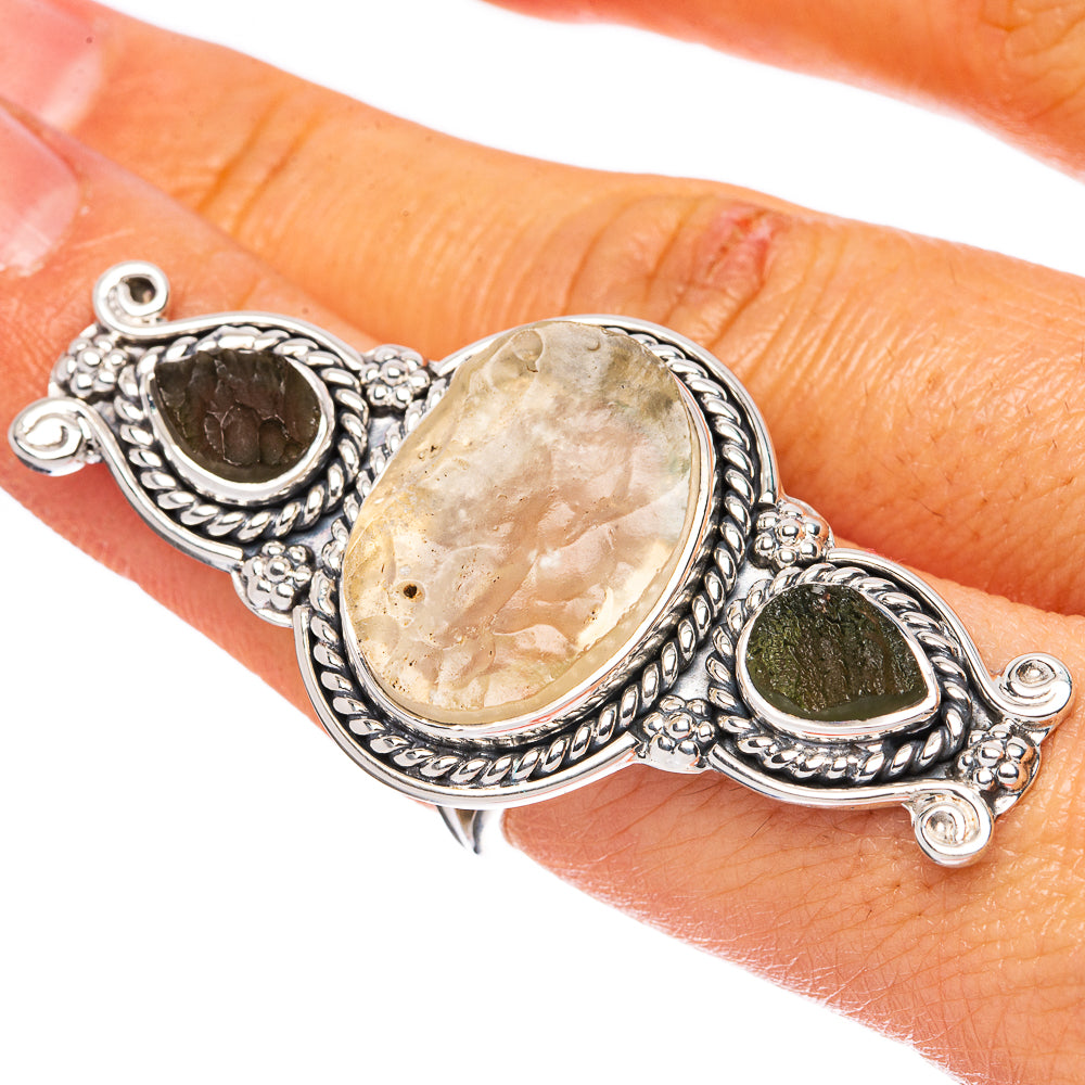 Signature Rough Libyan Desert Glass, Czech Moldavite Ring Size 7 (925 ...