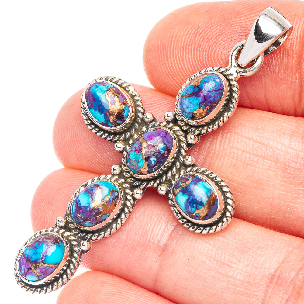 Purple Copper Composite Turquoise Pendant 2 1/8" (925 Sterling Silver ...