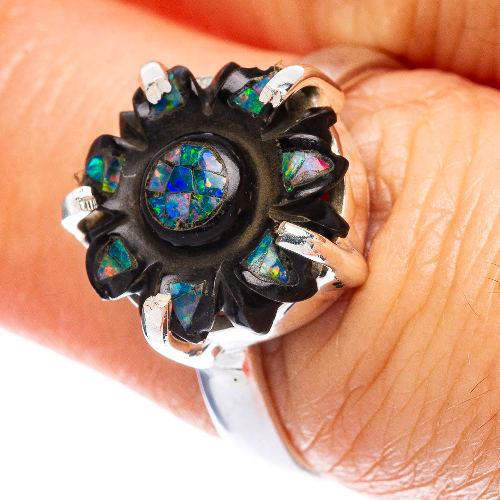 Rare Black Onyx Opal Flower Ring Size 7 (925 Sterling Silver) R2449 ...