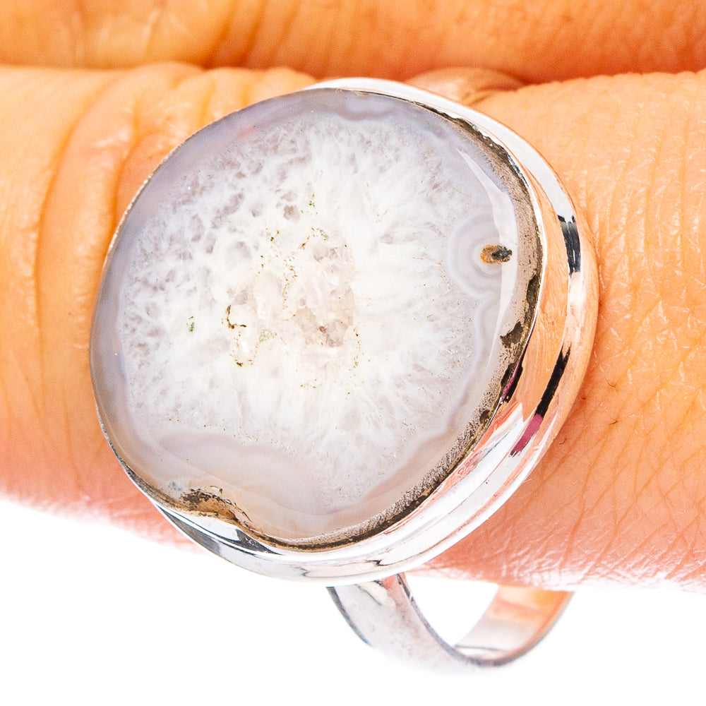 White Geode Slice 925 Sterling Silver Ring Size 11.75 (925 Sterling ...