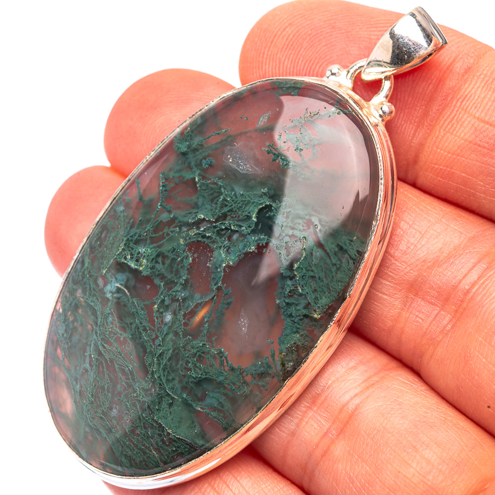Green Moss Agate 925 Sterling Silver Pendant 2 1/8" (925 Sterling ...