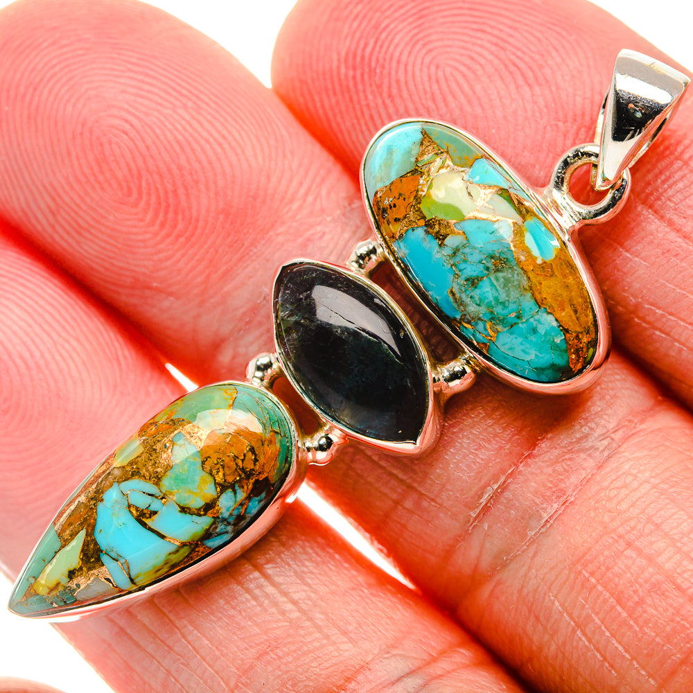 Blue Copper Composite Turquoise, Aquamarine Pendant 2" (925 Sterling ...