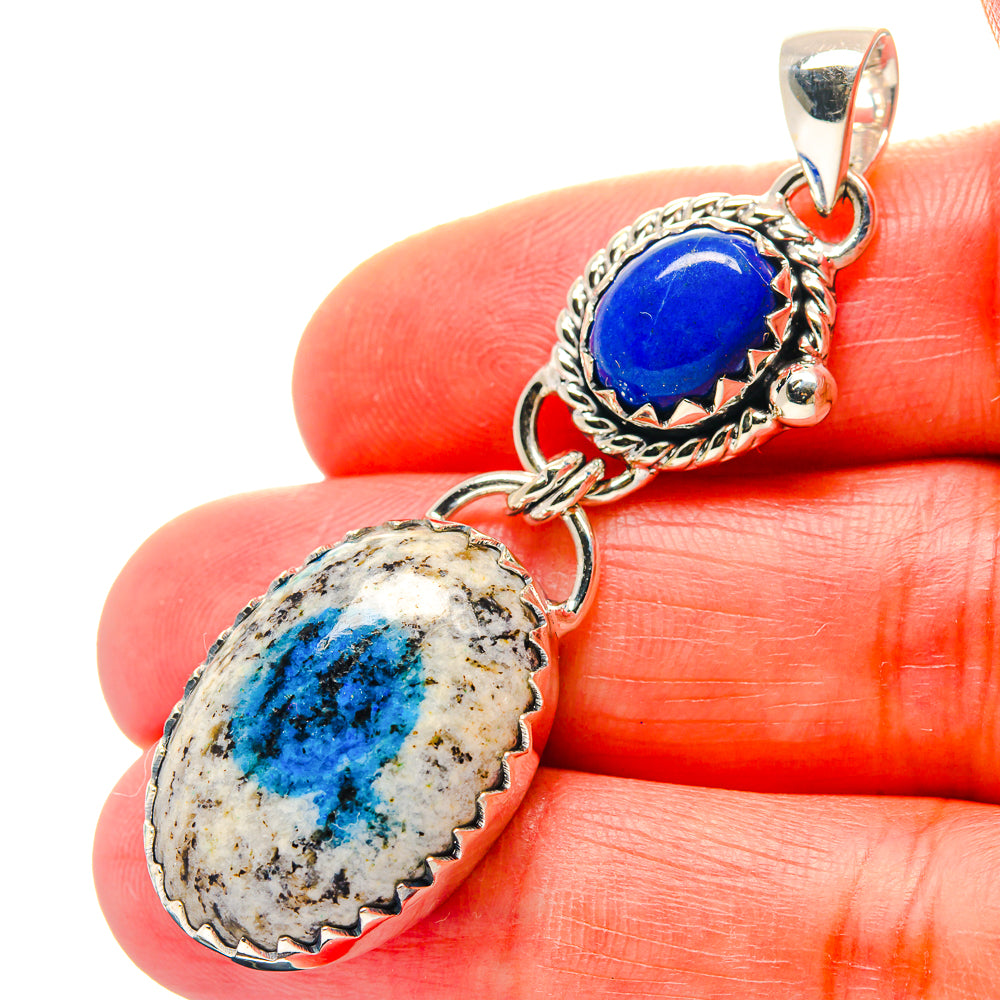 K2 Blue Azurite, Lapis Lazuli Pendant 2 1/4" (925 Sterling Silver) PD1 ...