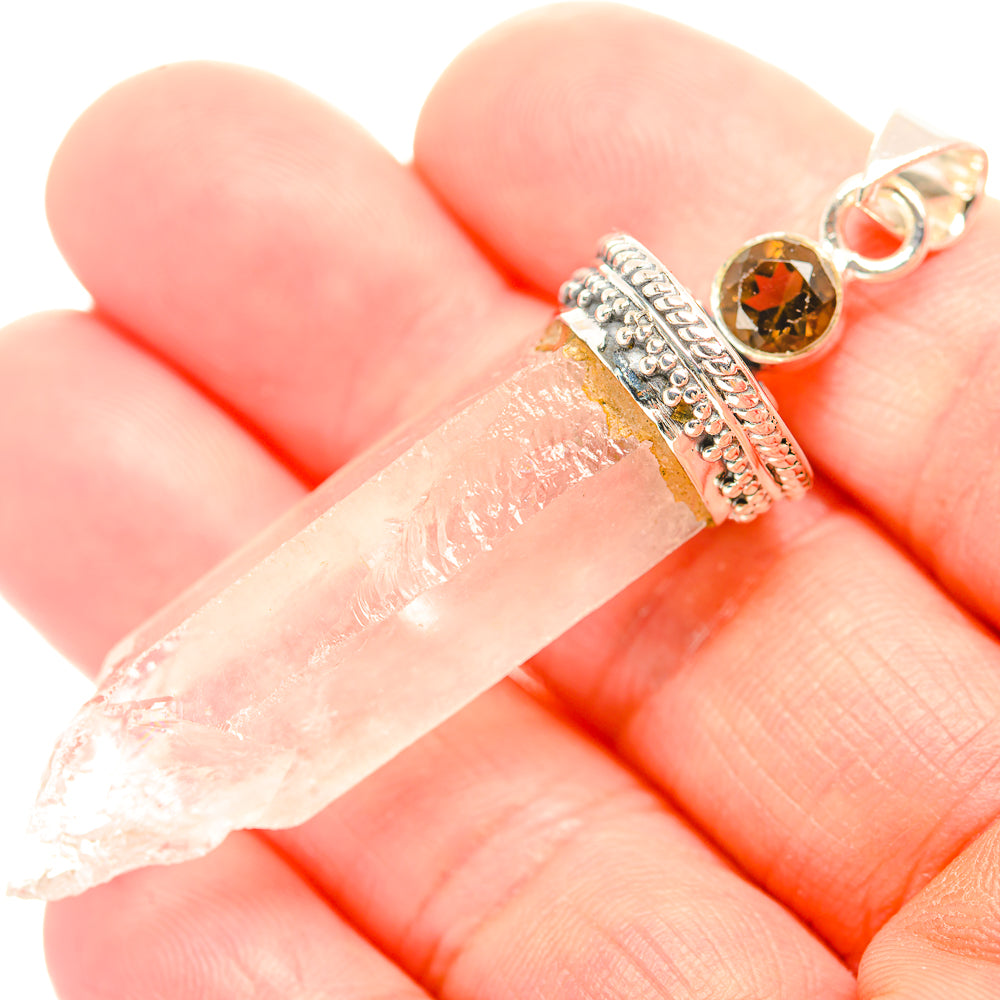 Rough White Quartz, Smoky Quartz Pendant 2 1/2" (925 Sterling Silver ...