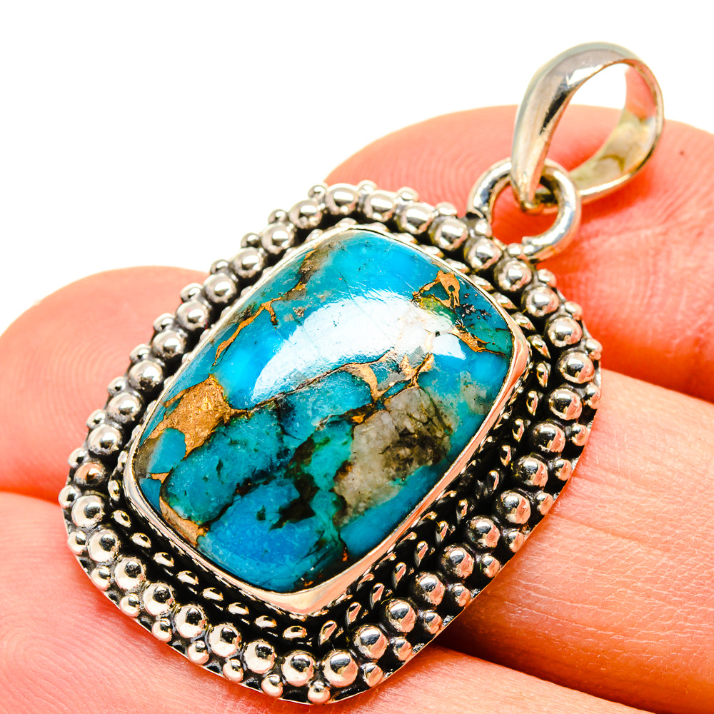 Blue Copper Composite Turquoise Pendant 1 1/2" (925 Sterling Silver) P ...