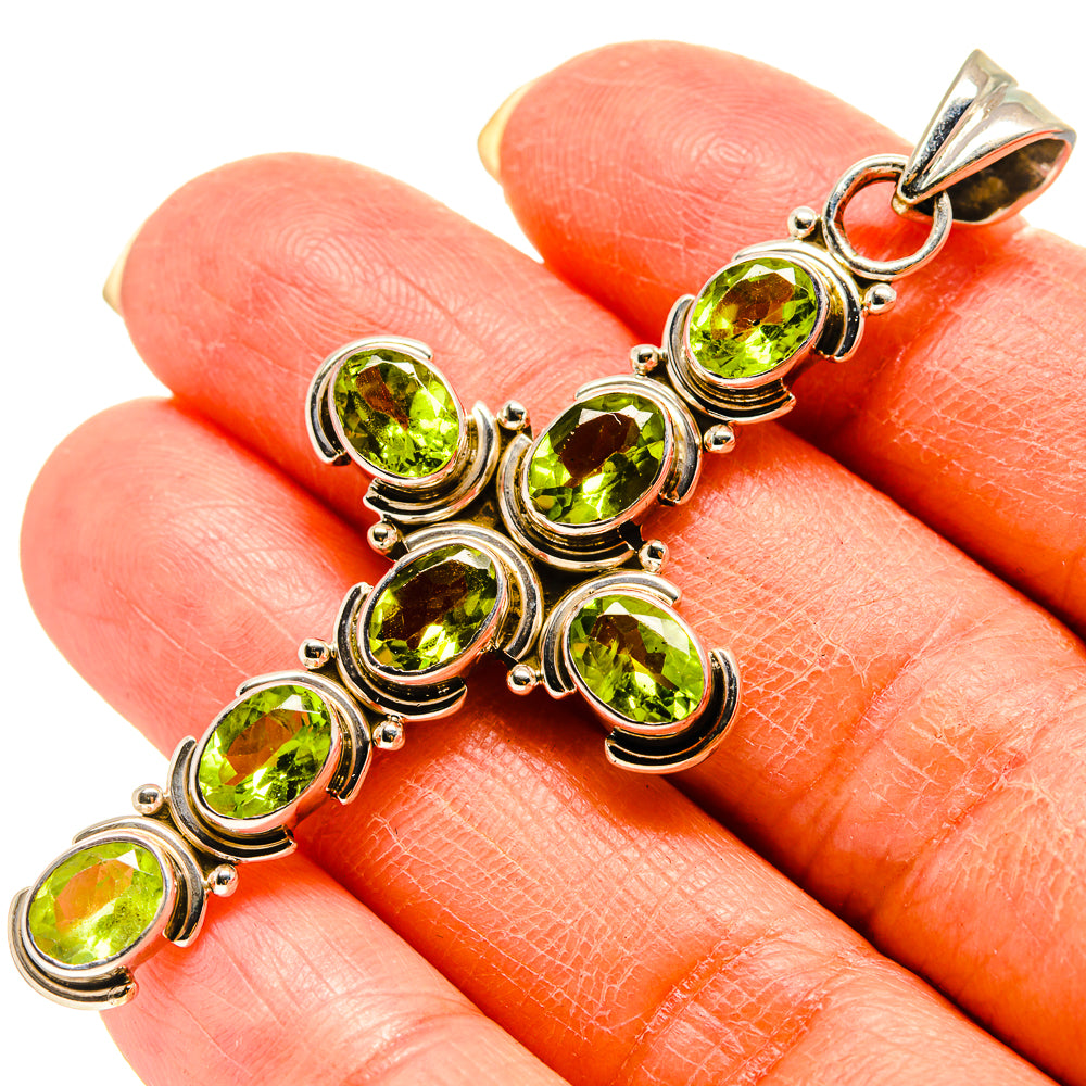Peridot Cross Pendant 2 1/2" (925 Sterling Silver) PD759183 – Ana Silver Co