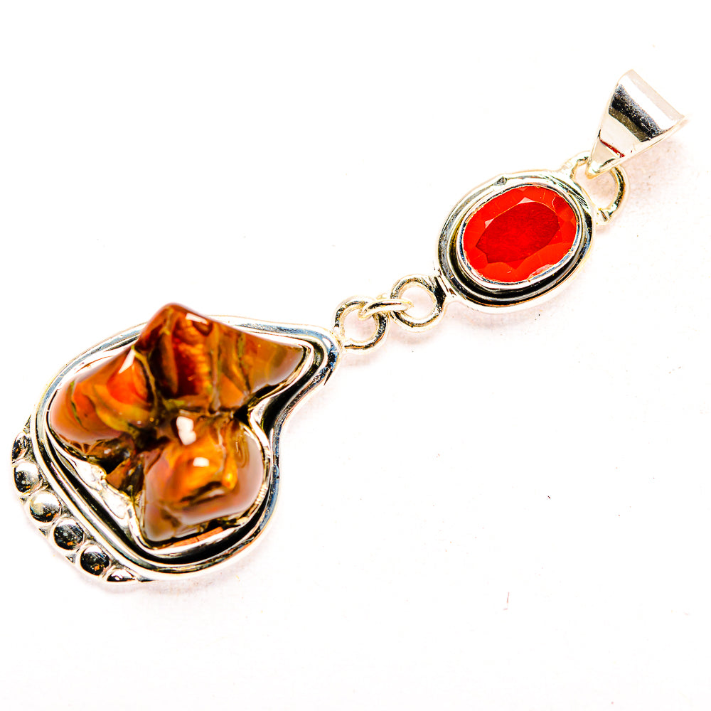 Mexican Fire Agate, Carnelian Pendant 2 1/8" (925 Sterling Silver) PD3 ...