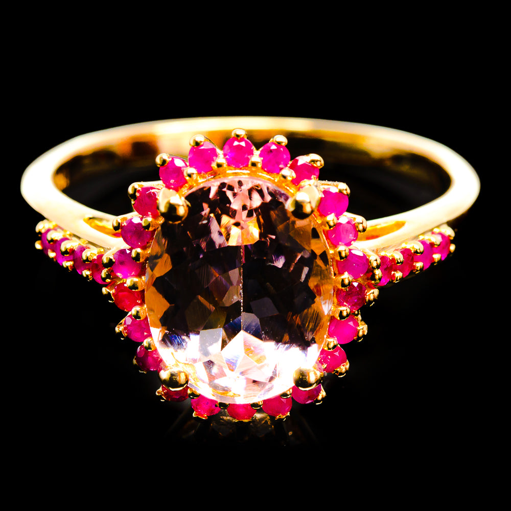 2.11ct Morganite, 0.5ct Ruby Ring Size 8 (10k Gold) RA90D1-MOG-SIZE-8 ...