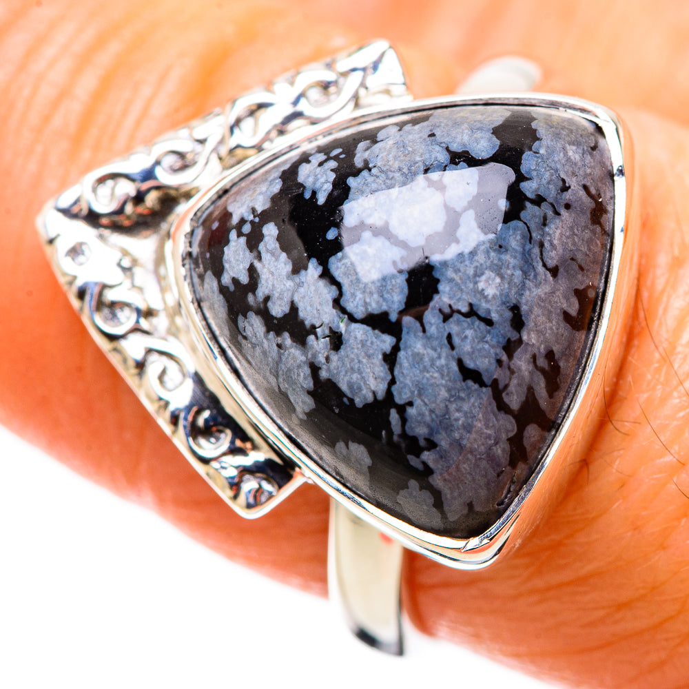 Premium Snowflake Obsidian Ring Size 8.25 (925 Sterling Silver) RING13 ...